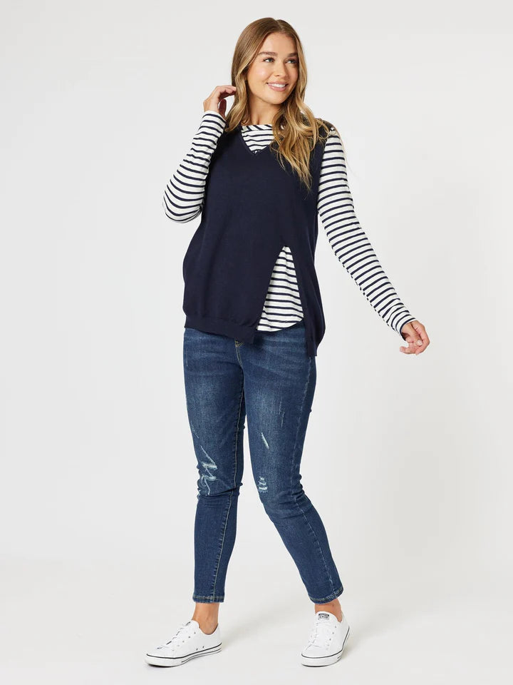 Threadz 'Vicky Side Split Vest' - Navy – Kendells
